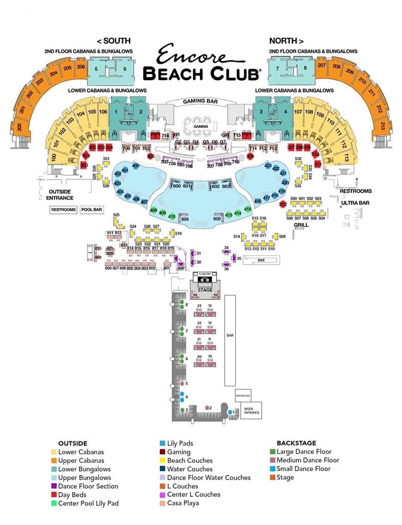 Map of Encore Beach Club Las Vegas (2025)